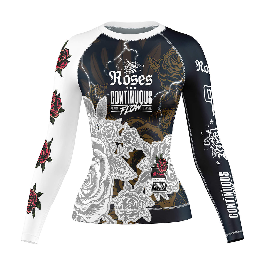 Roses Long Sleeve Rashguard (White) – Continuous Flow BJJ